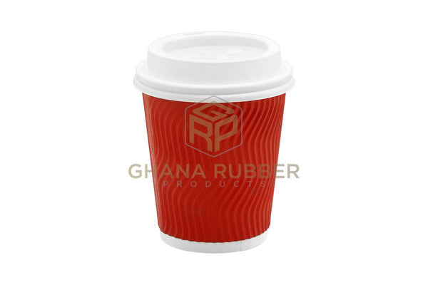 Ripple Paper Cups Lids 8oz Red - Shine Disposables by Ghana Rubber ...